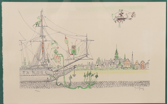 MARCEL GENAY. Stockholm motif, color lithography, signed and numbered ...