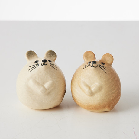 LISA LARSON. "Mus", figurines, 2 pcs, stoneware, Gustavsberg, marked ...