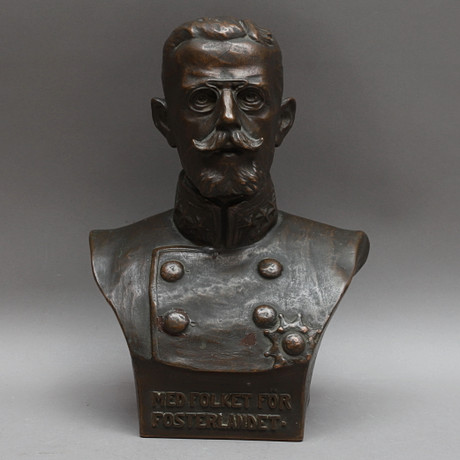 FRANS TÖRNEGREN. sculpture, cold bronze over plaster, Gustaf V, signed ...