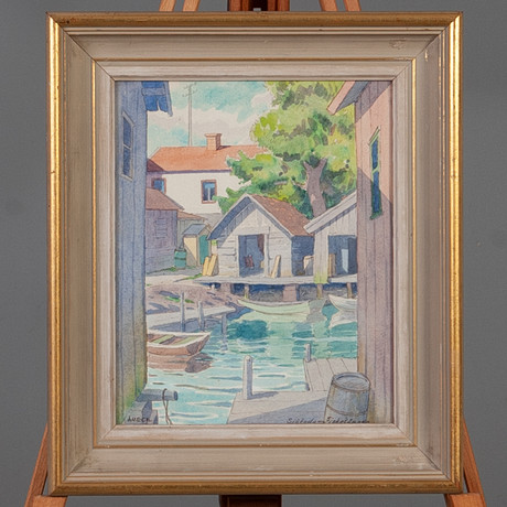 NILS AMECK (1898-1956). Watercolor on paper, "Fiskebodar", signed. Art ...