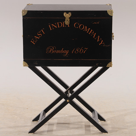 BOX ON LEGS, black painted with brass fittings. Furniture - Cupboards ...