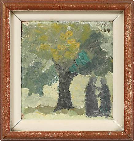 GUNNAR ZILO. Figures by trees, oil on Board, signed. Art - Paintings ...