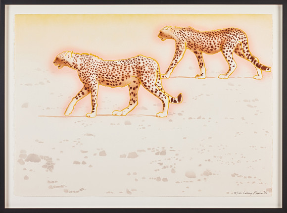 LARRY RIVERS. Peter's Cheetahs, pochoir in color with airbrush in ...