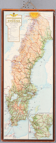 RAILWAY MAP OF SWEDEN, published by the King. railway board, 1960s ...