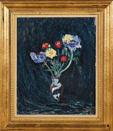 JULIE HULLGREN (1879-1963). Flower still life, oil on Board, signed and ...