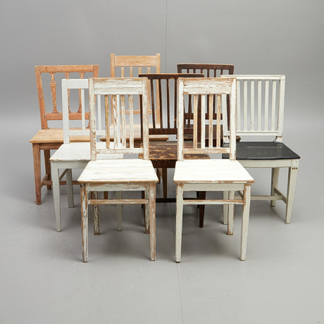 STOLAR, 8 st, olika typer, bl a "Leksandsmodell", 18/1900-tal. Möbler ...