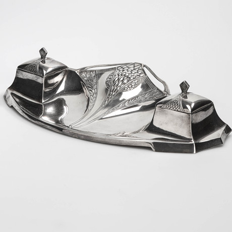 WRITING, silver plates, Art Nouveau, Germany around 1900. Silver ...