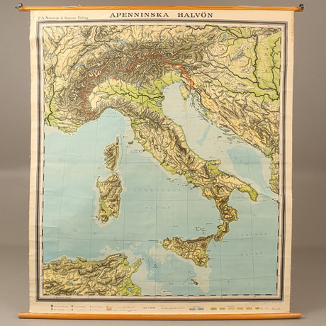 SCHOOL MAP, Apennine Peninsula, General Staff Lithographic Institute ...