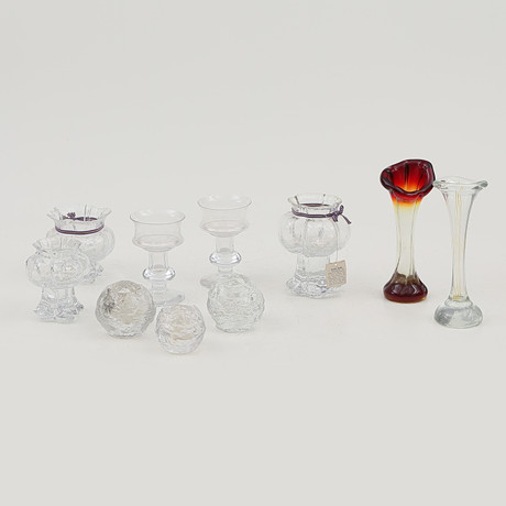 OBJETOS DE VIDRIO, 10 piezas, en su mayoría linternas, siglo XX. Vidrio ...