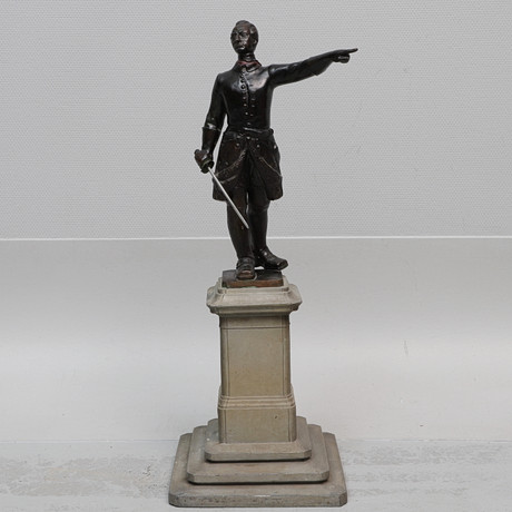 JOHAN PETER MOLIN. Efter. skulptur/statyett, "Carl XII", patinerad ...