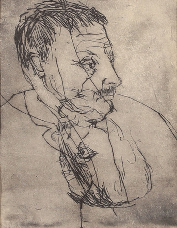 HANS FRITZDORF. Porträtt, torrnål/tusch, signerad. Konst - Grafik ...