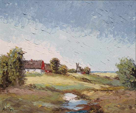 KARL HELGO. Öljy kankaalle, maatila maaseudulla, signeerattu. Taide ...