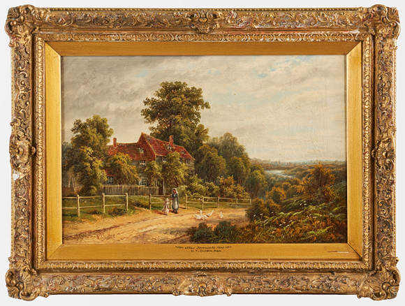 O.T. Clark,(1850-1921) "Near Sevenoaks Kent", oljemålning på duk ...
