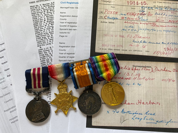 A FIRST WORLD WAR MILITARY MEDAL AND TRIO TO A SECOND LIEUTENANT WITH ...