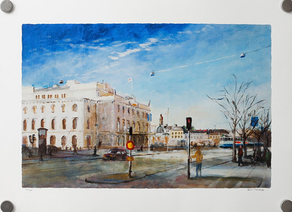 NILS PEDERSEN. Gothenburg motif, color lithograph, signed and numbered ...