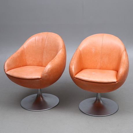 ARMCHAIRS, 1 pair, JOHANSON DESIGN, "Comet", leather, swivel, 2000s ...