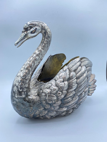SWAN-MODE PLANTER IN 800 SILVER CIRCA 1900. Silver & Metals - Silver ...