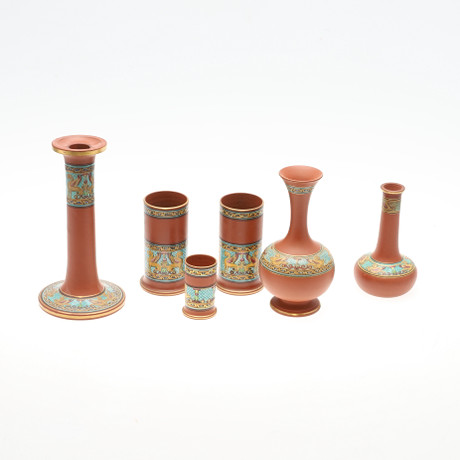 F & R PRATT. A QUANTITY OF VICTORIAN TERRACOTTA PRATTWARE POTTERY ...