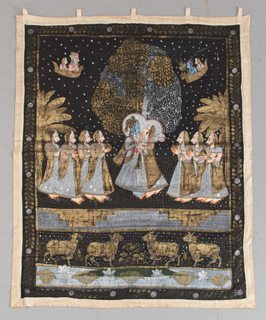 Indian textile painting, Krishna and Radha, 20th century. Asiatica ...