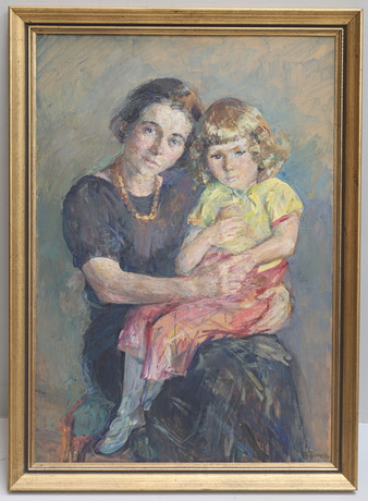 GERTRUD DRUCKER. Oil on Board, portrait of Emma and Göran Max, signed ...
