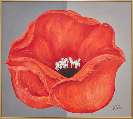 GUNILLA KUMLIN. Poppy with zebras, oil on canvas. Art - Paintings ...