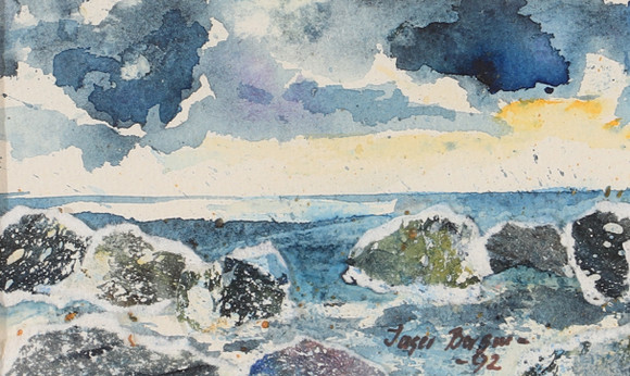 INGER BERGMAN. Coastal area, mixed media, signed -92. Art - Paintings ...