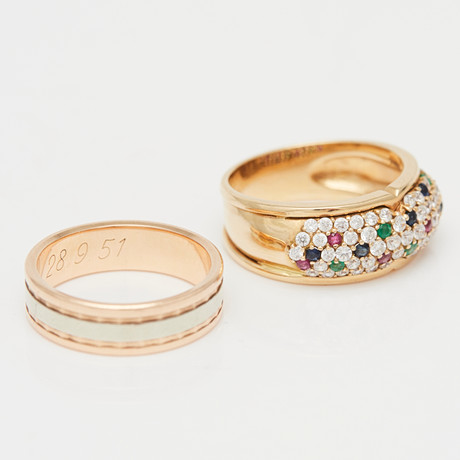 585 gul, ros och vitt guld imitation sten ringar set. Smycken ...