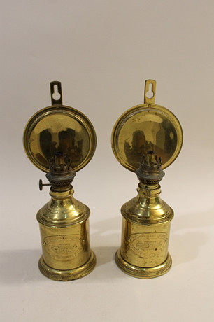 PAIR OF UNUSUAL BRASS COAL MINING LAMPS - ABERAMAN COLLIERY ...