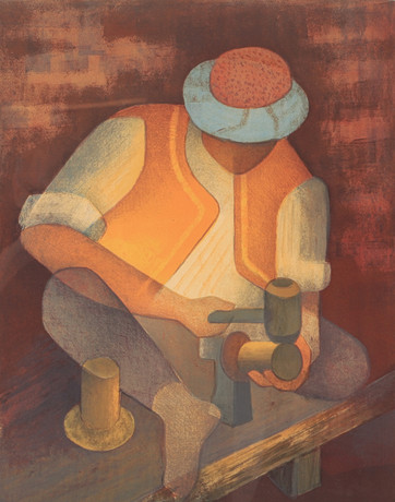 LOUIS TOFFOLI. Working man, color lithograph, signed. Art - Engravings ...