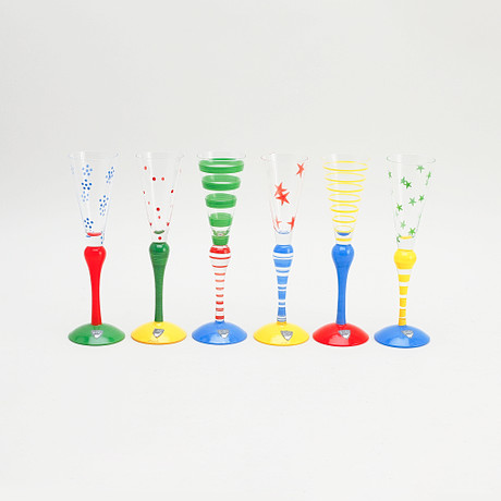 ANN NILSSON. Snapsglas "Clown", 6 st, Orrefors. Glas - Serviser - Auctionet