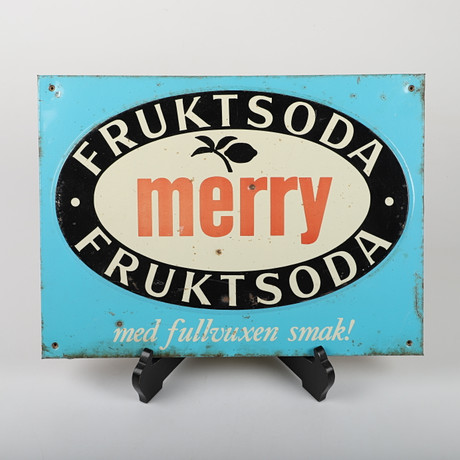 LETRERO, "Merry Fruit Soda", placa litografiada. Otros - Otros - Auctionet