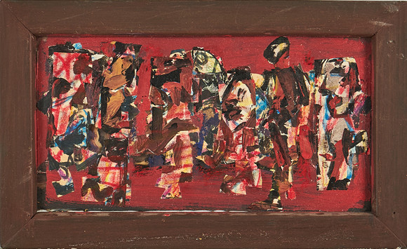 VALTER GIBSON (1928-2002). Abstrakt komposition, collage/blandteknik på ...