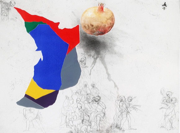 PER GUNNAR THELANDER. Composition with onions, color etching, signed ...