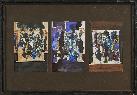 VALTER GIBSON (1928-2002). Triptyk, collage/blandteknik på foto, ej ...