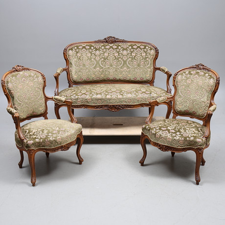 GRUPO SALON, 3 partes, estilo rococó, principios del siglo XX. Muebles ...