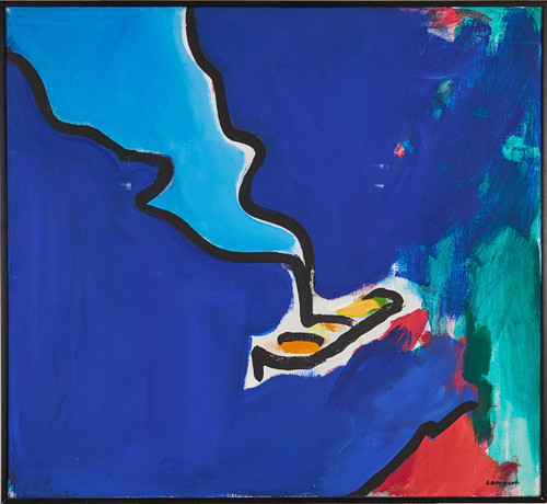 OLLE LANGERT (1924-2016). Abstract in blue, oil on canvas, signed ...