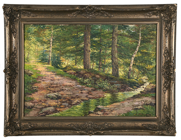 L. NEUMANN. "Forest landscape near Weimar". Oil on canvas. Art ...