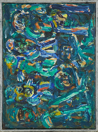 VALTER GIBSON (1928-2002). Figurer, komposition med grönt, blandteknik ...