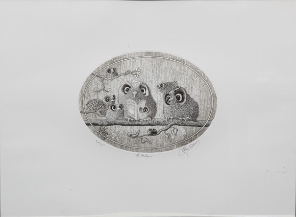 ALAIN JEANNE. Etchings, 2 pcs, indistinctly signed. Art - Engravings ...