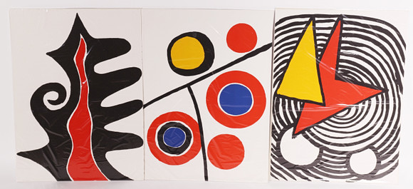ALEXANDER CALDER. EFTER. INGEN TITEL. TRE LITOGRAFIER PÅ PAPIR ...