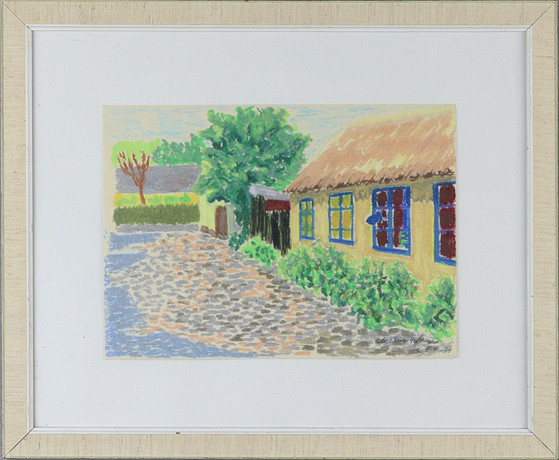 OIDENTIFIERAD KONSTNÄR. Pastel, "Dragör, Denmark", signed Clas-Eric ...