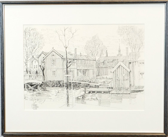 CLAES FOLCKER. litografia, Norrtälje-aihe, signeerattu ja numeroitu ...
