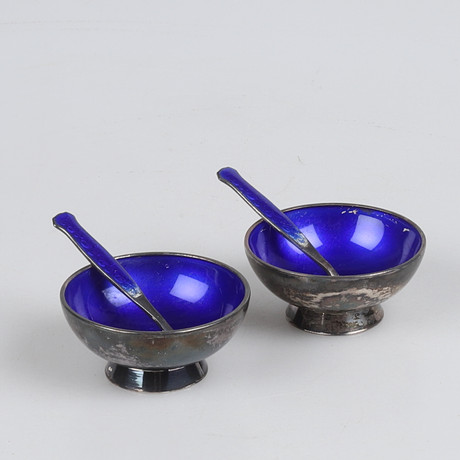 SALTKAR, 2 st, Sterling silver, Emalj, Meka, Danmark. Silver & Metall ...