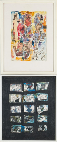 VALTER GIBSON (1928-2002). Komposition, 2 st, akvarell/collage/blyerts ...