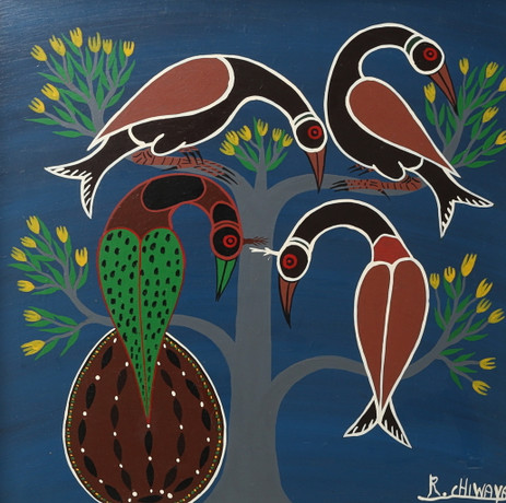 RAJABU CHIWAYA. oil on Board, Tingatinga art, signed. Art - Paintings ...