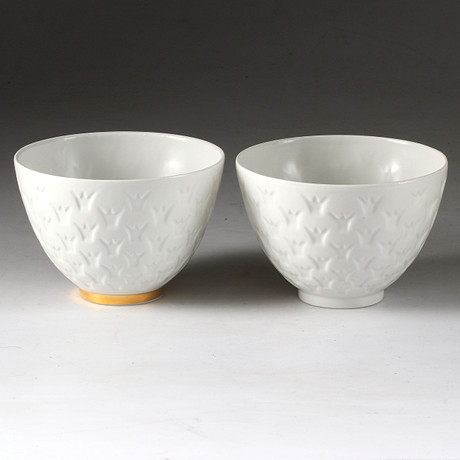 SKÅLAR, 2 st, porslin, "Kronskålen", Gunnar Nylund, Rörstrand. Keramik ...
