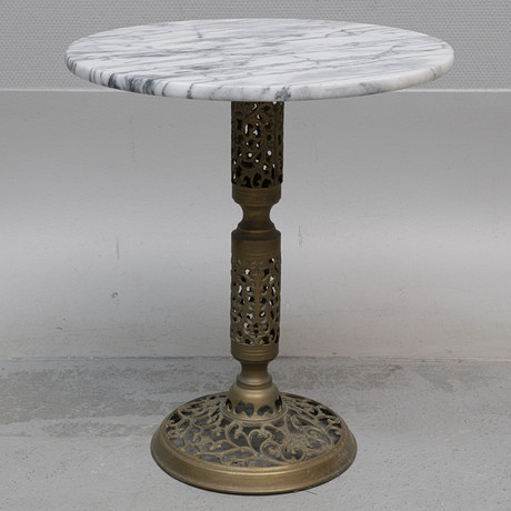 PILLAR TABLE, brass base with stone top, 1900s. Furniture - Tables ...