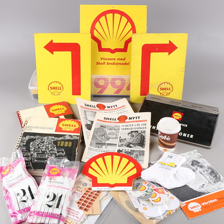 SHELL, bensinmack, memorabilia och trycksaker, 1950/60/70/80-tal ...