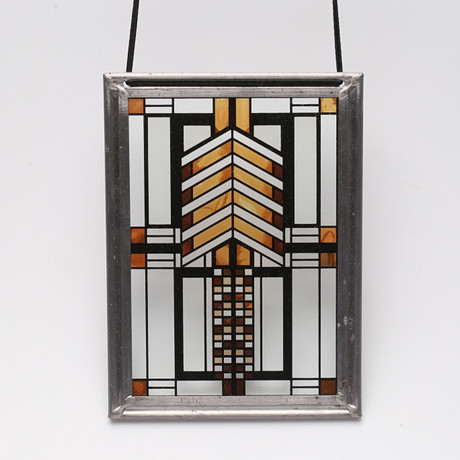 WINDOW PENDANT, glass with lead frame, design Frank Lloyd Wright, Frank ...
