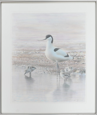 LARS JONSSON. . color lithography 236/310, Cut stain with children ...